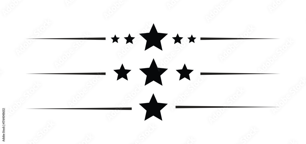 Set of Star-Themed Dividers and Separators: Black Silhouettes with ...
