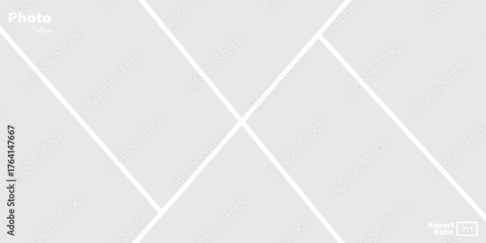 Vector de Stock Diagonal line photo collage template with 2:1 aspect ...