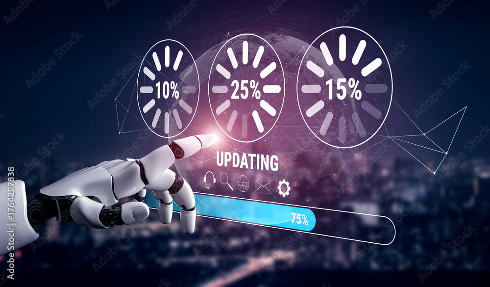 Illustration Stock An AI system update and machine learning model ...