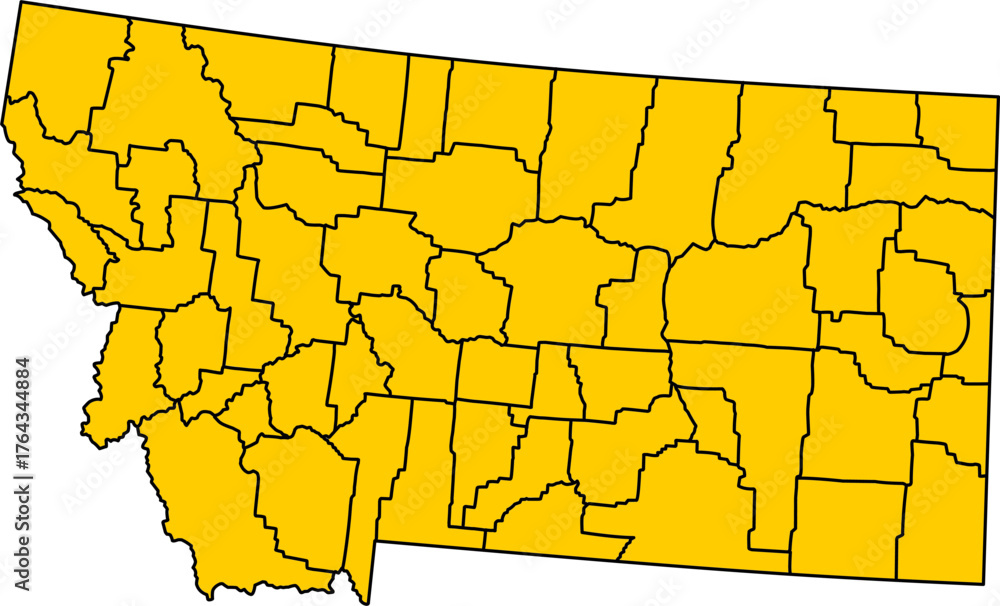 Vector de Stock Yellow vector political map of Montana state outline ...