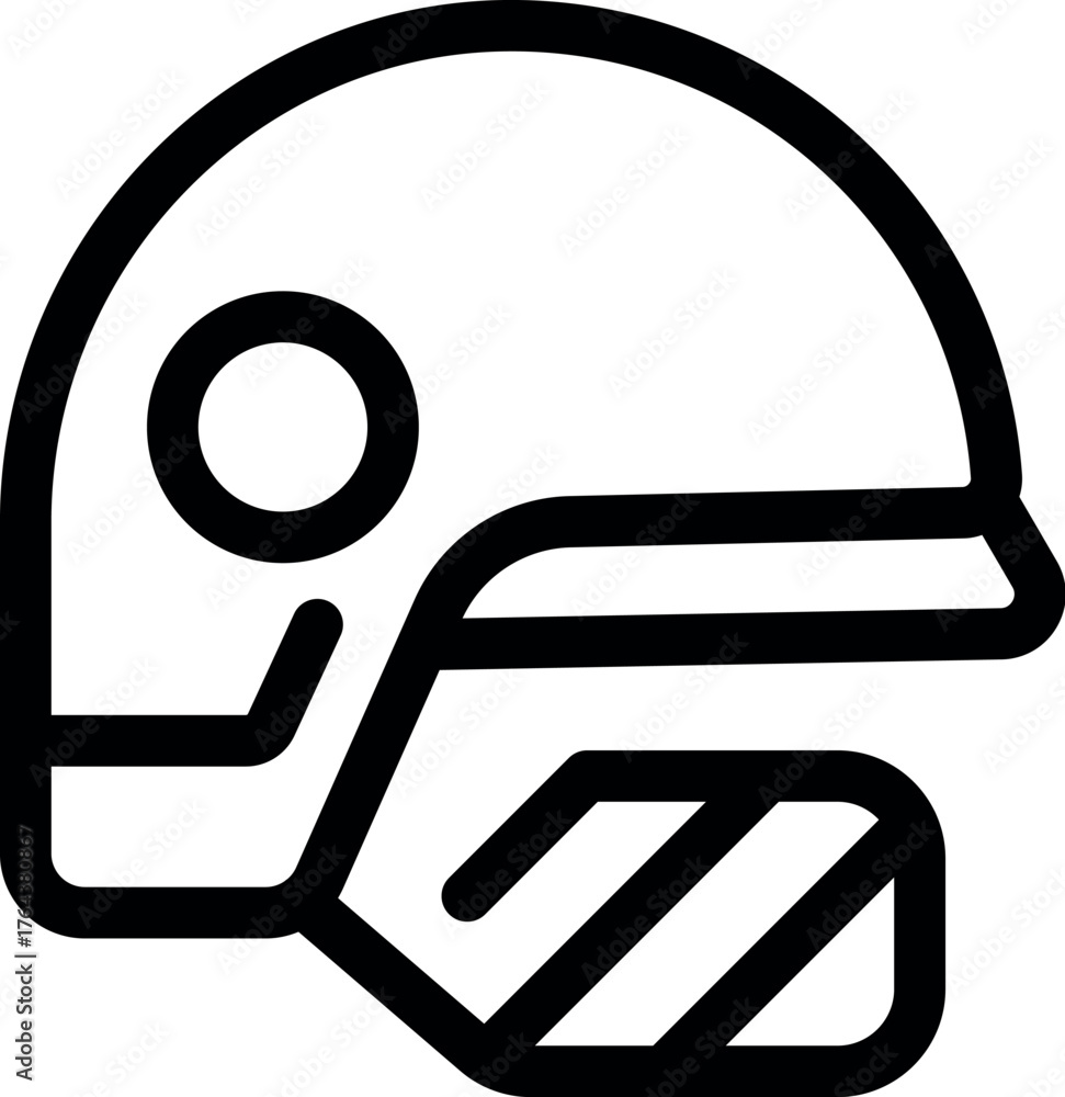 Cricket helmet ensuring safety during a sports game, safeguarding ...