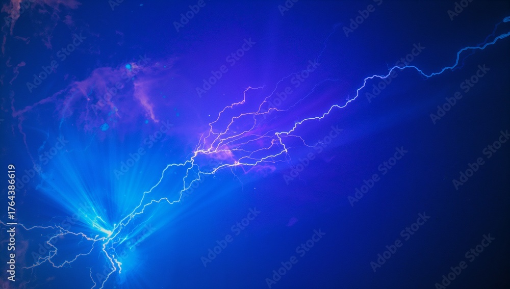 Emitting electric arc across cosmic void, with light flares, lightning ...