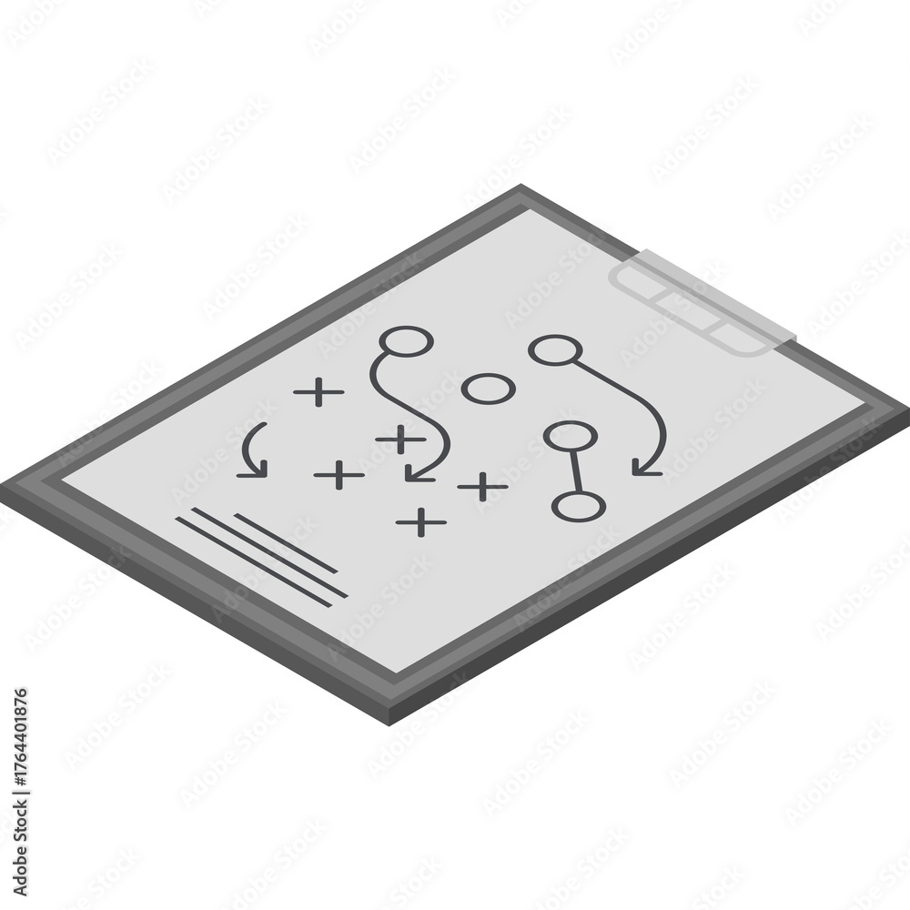 Isometric American Football Playbook Clipboard with Strategy Diagrams ...