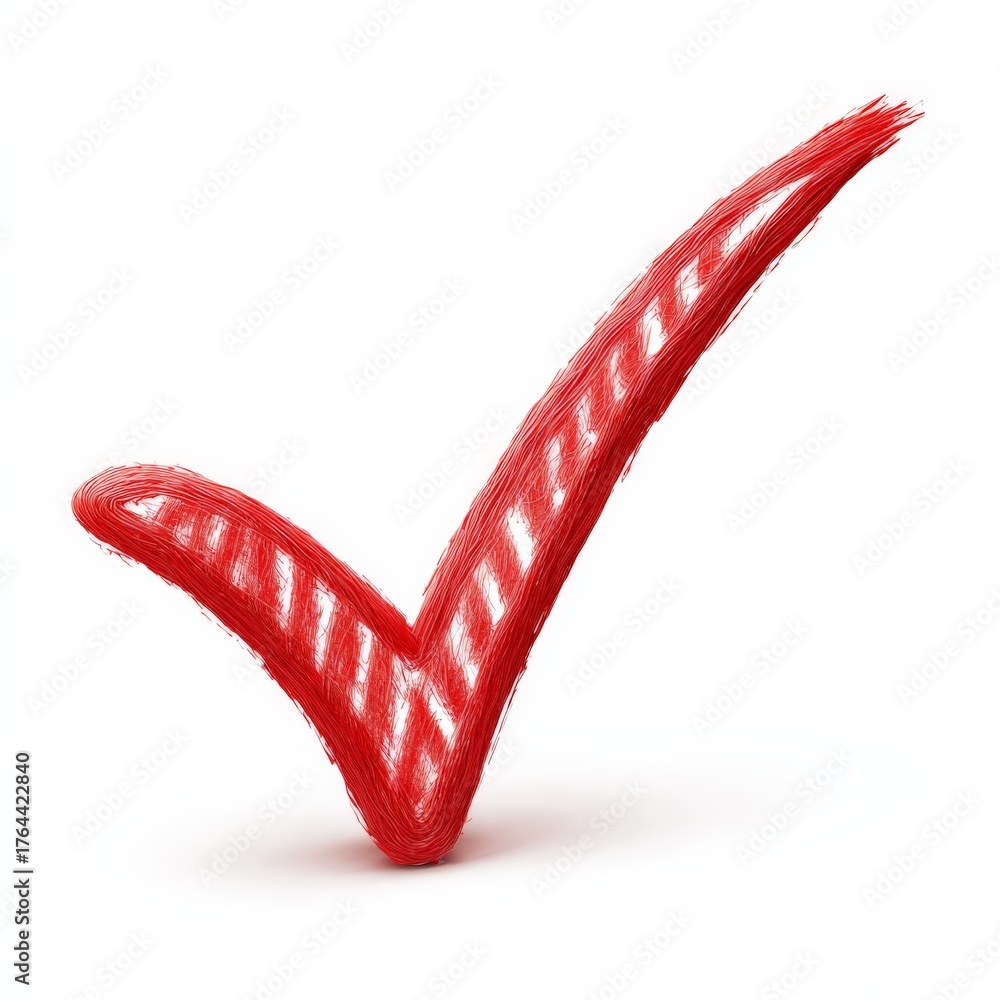 Red check mark symbol indicating approval or completion of tasks in a ...