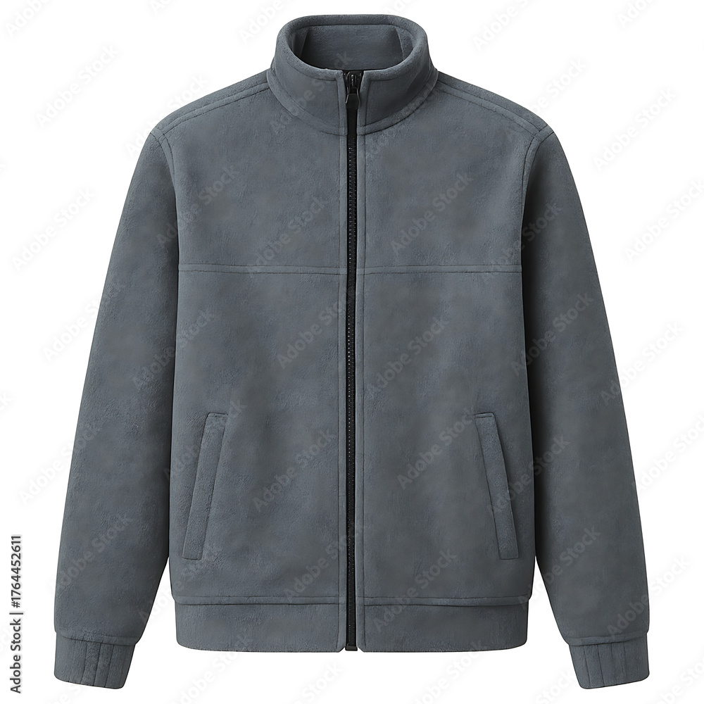 Slate gray fleece jacket full zip isolated on transparent background ...