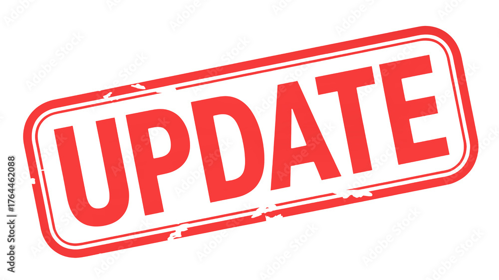 Urgent red UPDATE stamp graphic, signaling important notification or ...