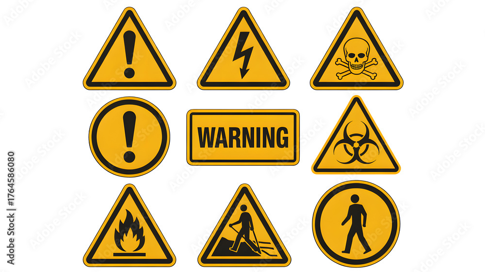 Illustration Stock Essential safety and warning signs collection for ...