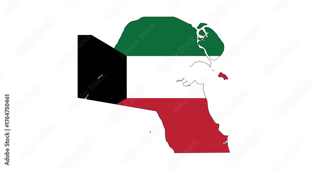 Image vectorielle Stock Map of kuwait with flag colors overlay | Adobe ...