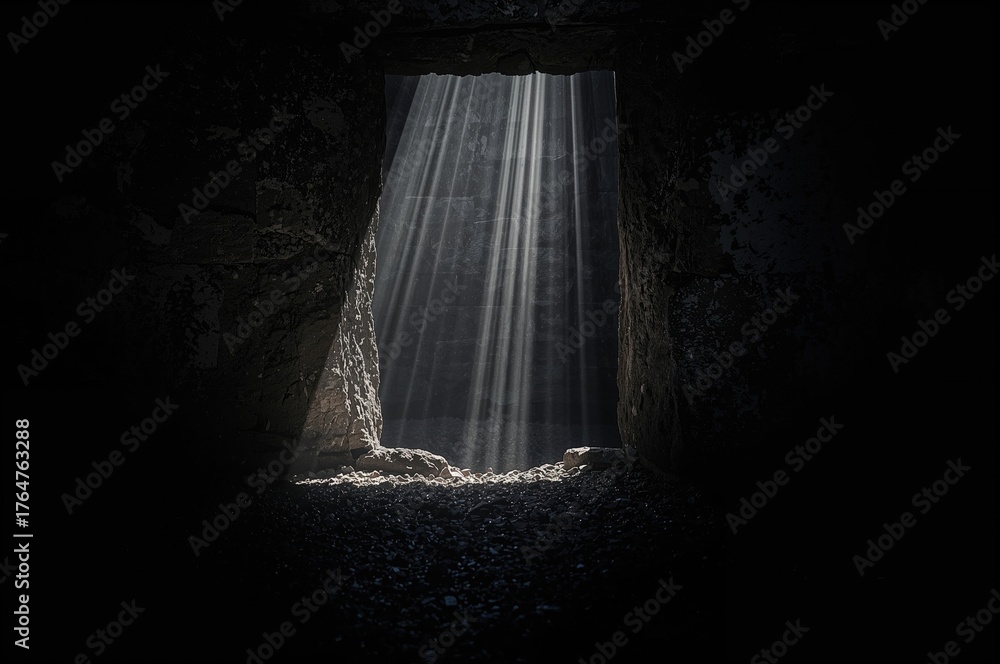 Jesus Christ's Resurrection Depicted with Radiant Light Beams Piercing ...