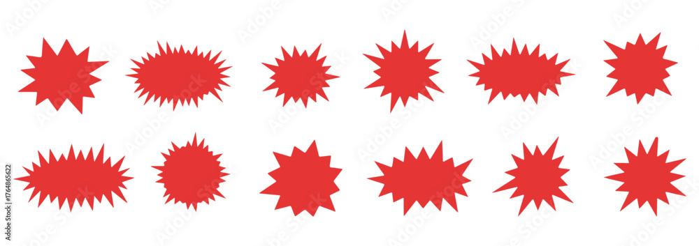 Image vectorielle Stock Bursting shape speech bubbles set. Starburst ...