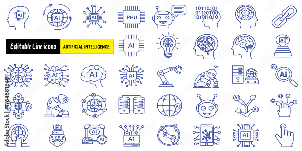 Collection of Artificial Intelligence and Machine Learning Icons for ...