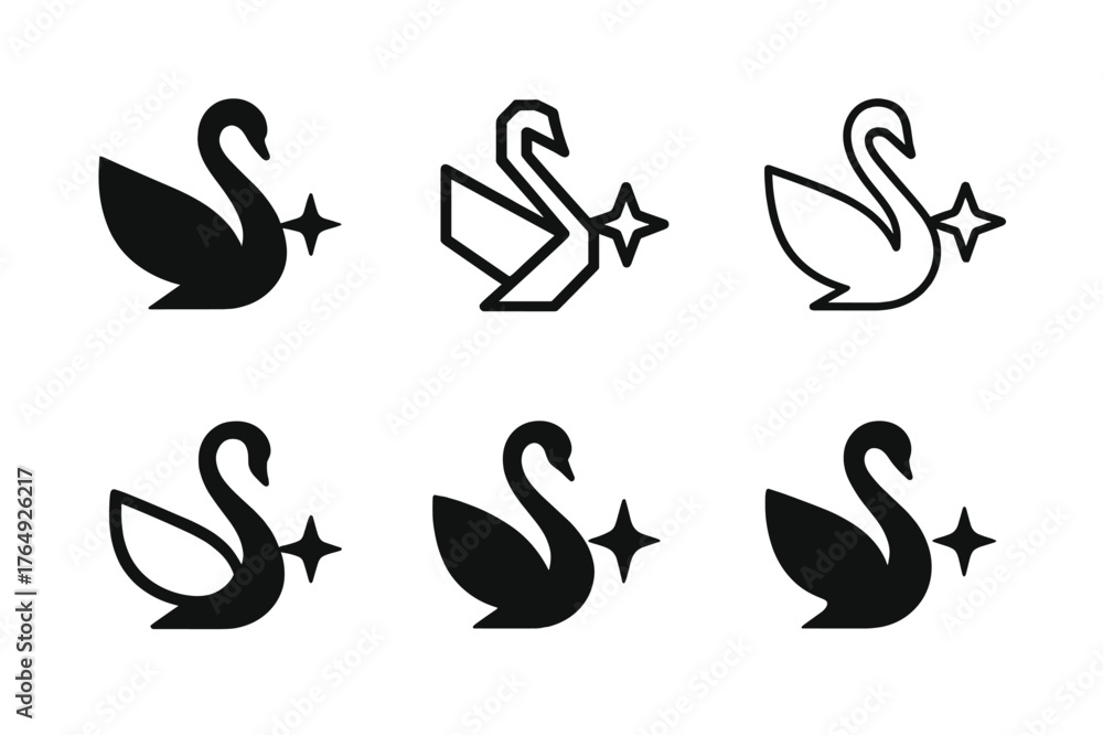 Deneb Star Logos. Deneb in Cygnus. Set Logo of Deneb in Cygnus: swan ...