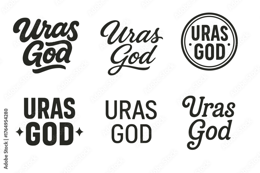 Diverse Lettering Styles. Uras God. Set lettering. harmonious lettering ...