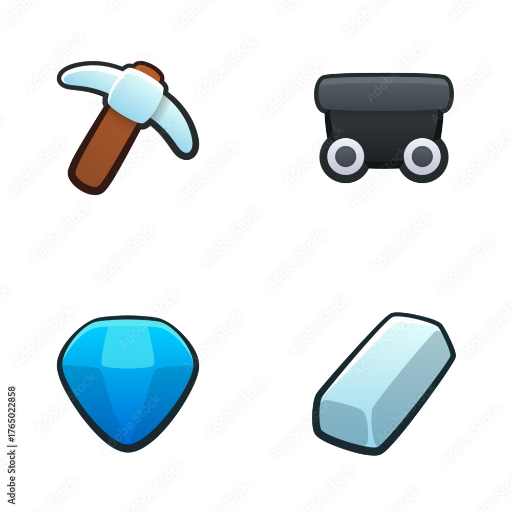 Mining icon set. Isolated vector illustration of mobile game sprites ...