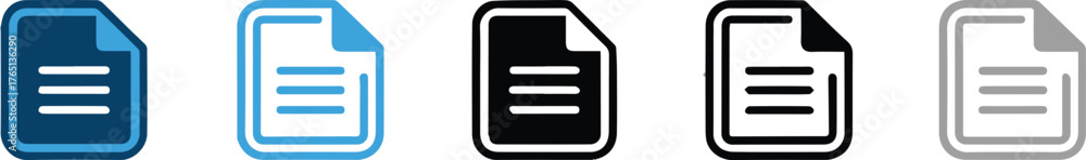 minimal file icon collection showing document states in flat blue black ...