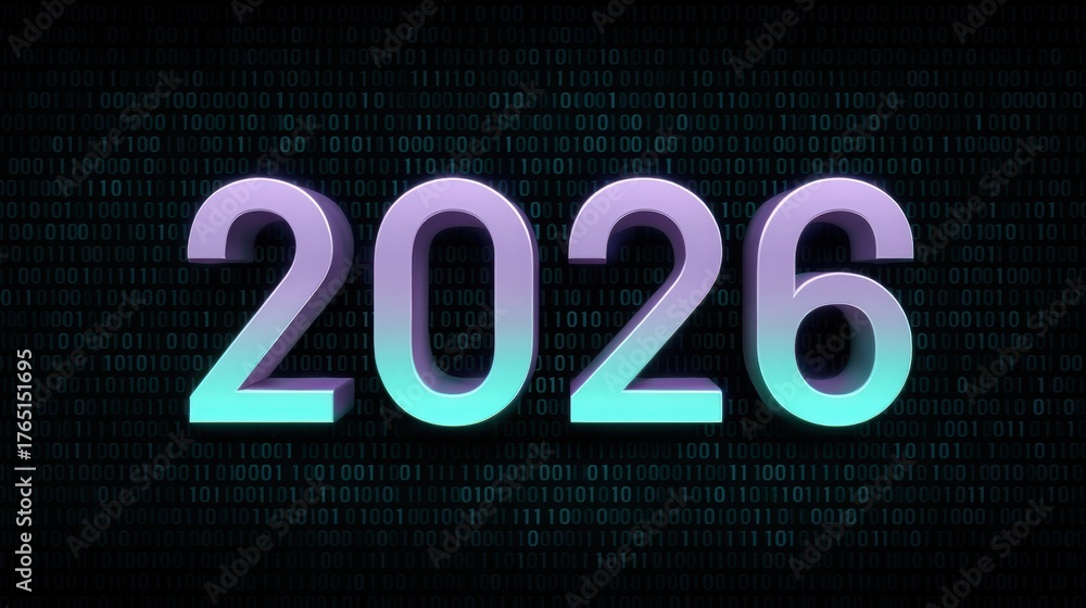 integration goal 2026 2026 rendered in 3D against a binary code ...