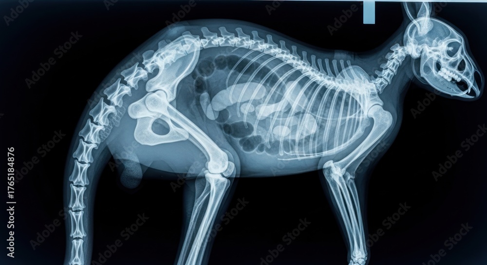 Ilustración de Stock An x-ray image reveals the skeletal structure of a ...