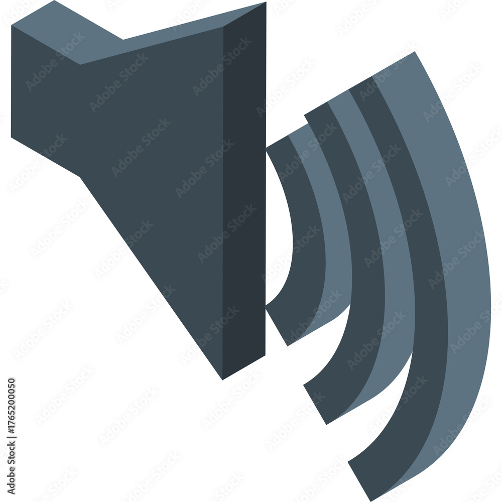 3D Isometric Graphic Representation of a Speaker Icon Emitting Sound ...