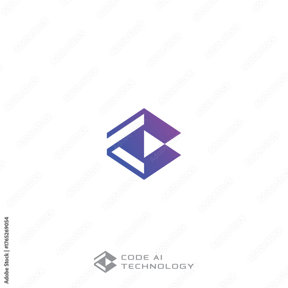 logo code with a modern shape and letter C shape with gradient colors ...