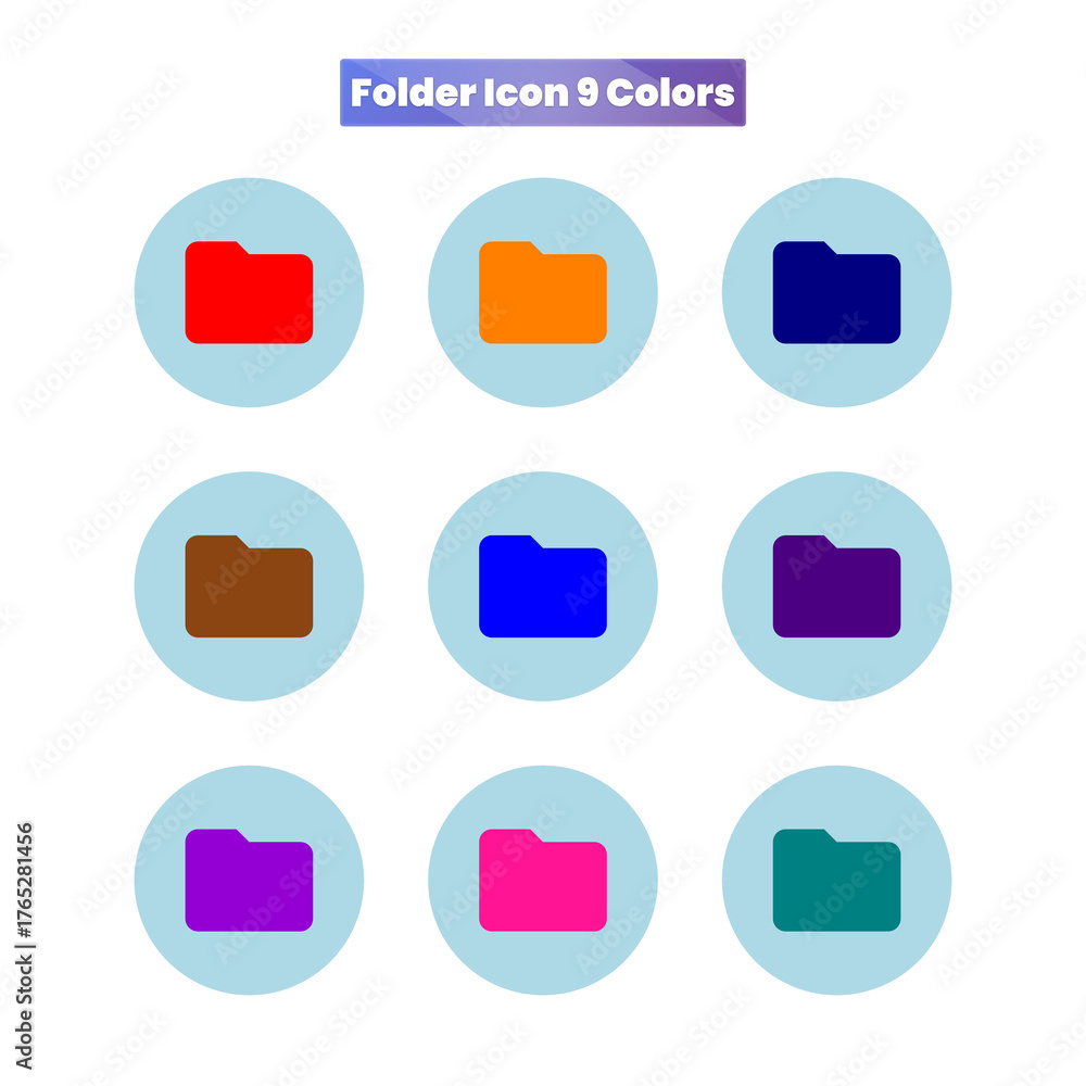 Colorful folder icon set for vibrant user interfaces and intuitive file ...