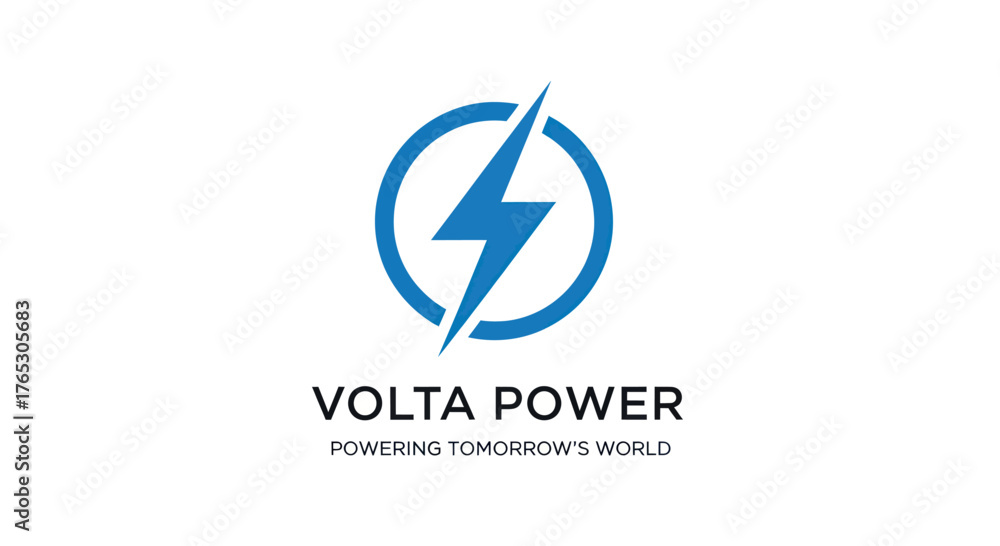 Volta Power Logo with Blue Lightning Bolt in Circle. Stock Vector ...