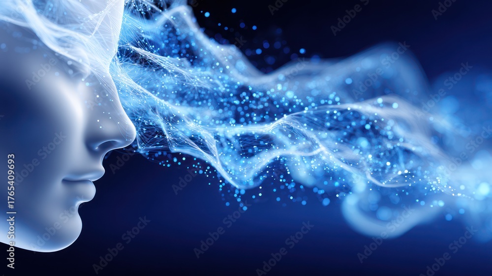 LLM Large Language Model Network Technology Blue Digital Abstract ...