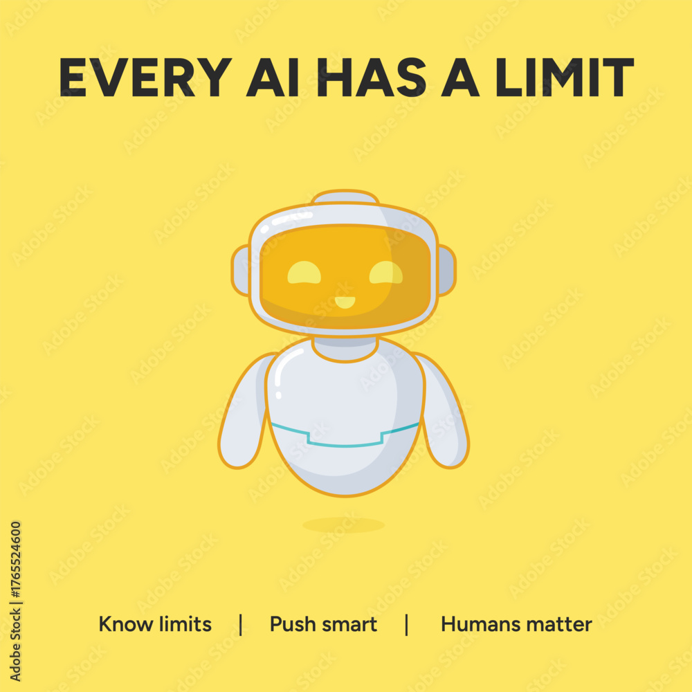 Стоковий вектор Vector art of every ai has a limit a cartoon robot ...