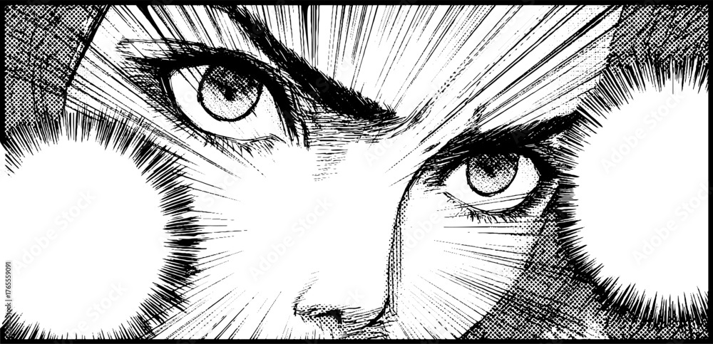 Dramatic manga style with intense perspective burst and circular motion ...