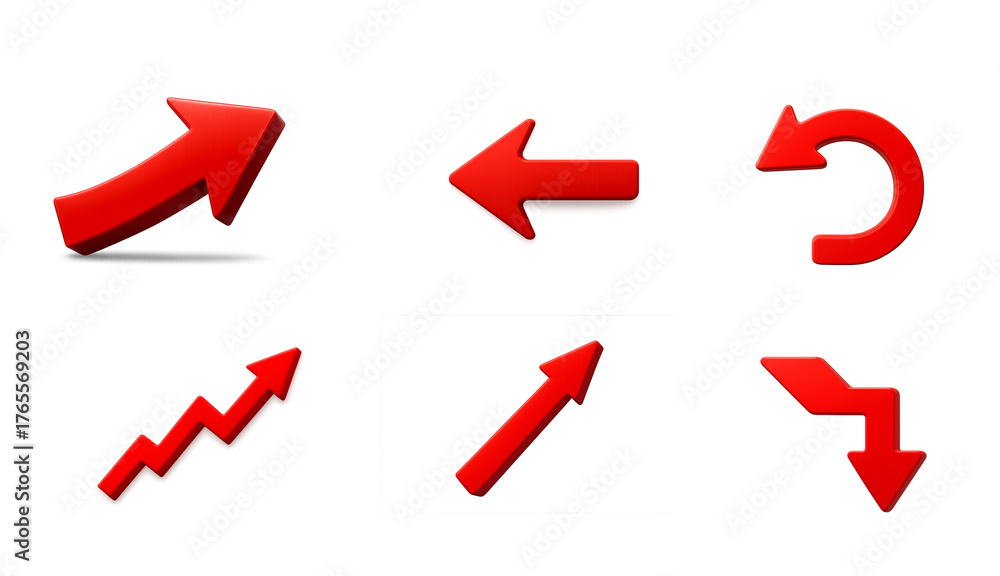 Essential 3D Red Arrow Graphics for Visualizing Progress, Direction ...