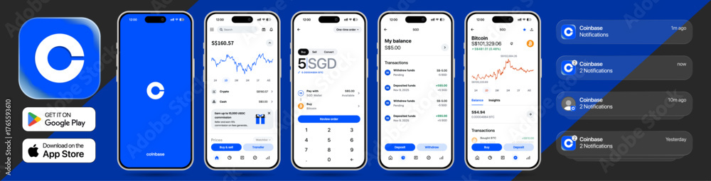 Coinbase Template UI App 2026 update with liquid glass iOS 26 interface ...
