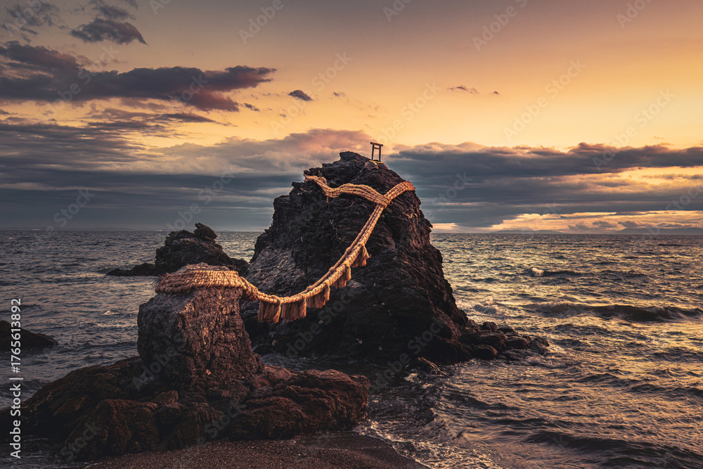 Futami Okitama Shrine, also known as Meoto Iwa Wedded Rocks in Ise, Mie ...
