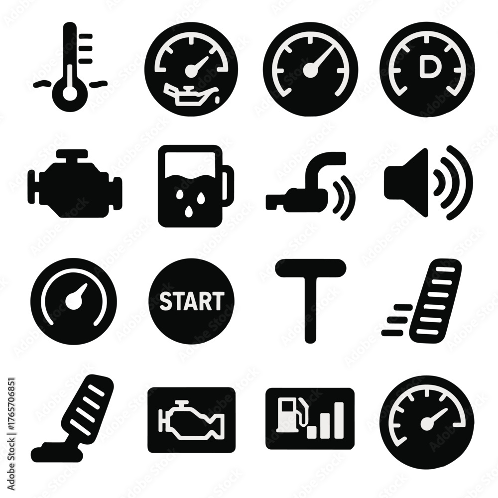 Engine Monitoring Icons. Engine operation and monitoring icons in ...