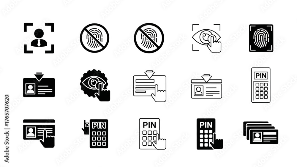 Modern concept collection of security icons for digital identity ...