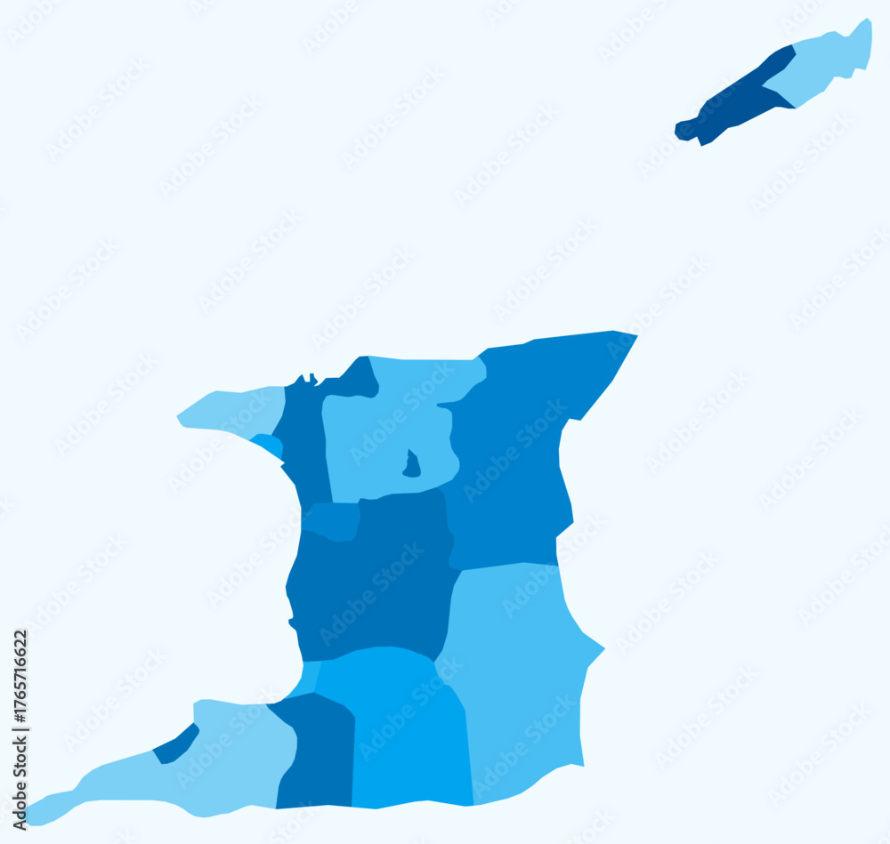Image vectorielle Stock Map of Trinidad and Tobago with regions. Just a ...