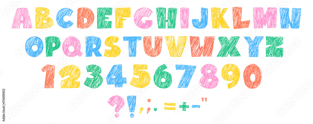 Color crayon alphabet and numbers set isolated on white background ...