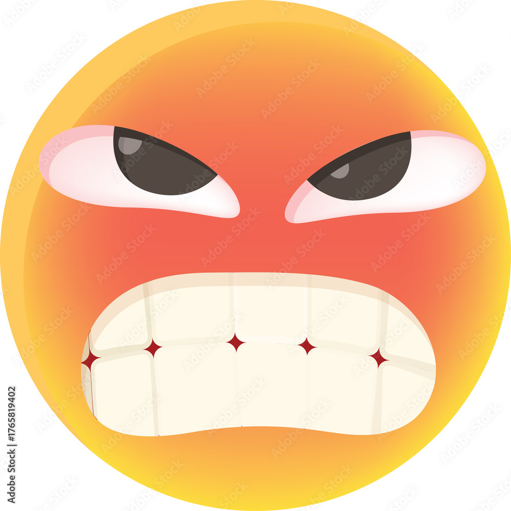 Ilustracja bez tantiem: Angry Face Emoticon With Red Cheeks Gritted ...