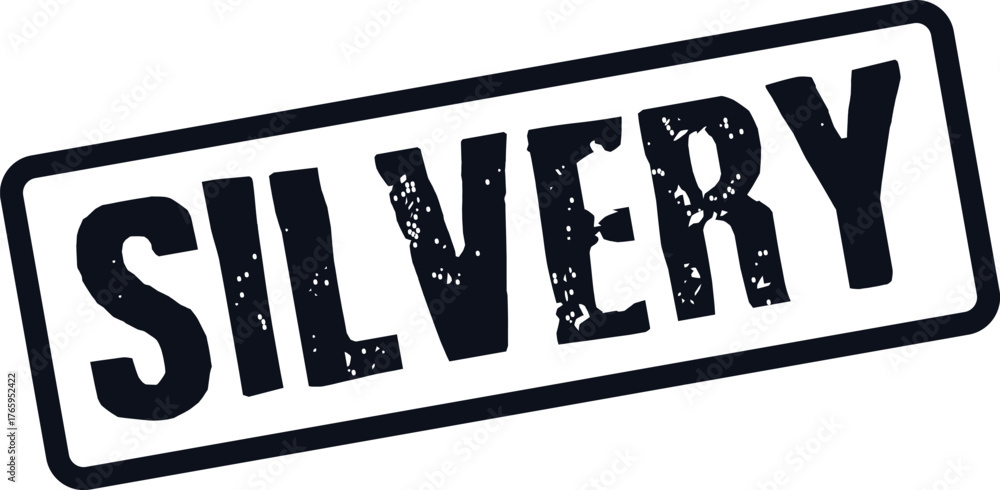Vector de Stock Bold SILVERY word enclosed in a rugged black ...
