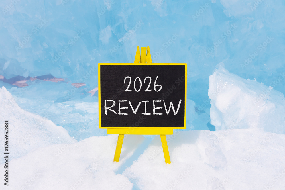 Stock-Foto „2026 Review symbol. Concept words 2026 Review on beautiful ...