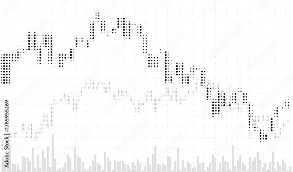 Dotted candlestick chart monochrome design, buy and sell data analytics ...