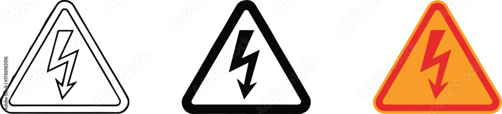 electrical hazard warning signs set vector ai eps png jpeg three ...