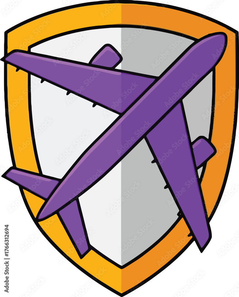 Secure your travel plans with this stylized airplane shield logo ...