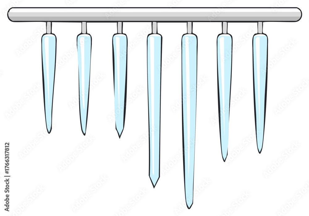 Cartoon Illustration of Hanging Blue Icicles with Sharp Points on a ...
