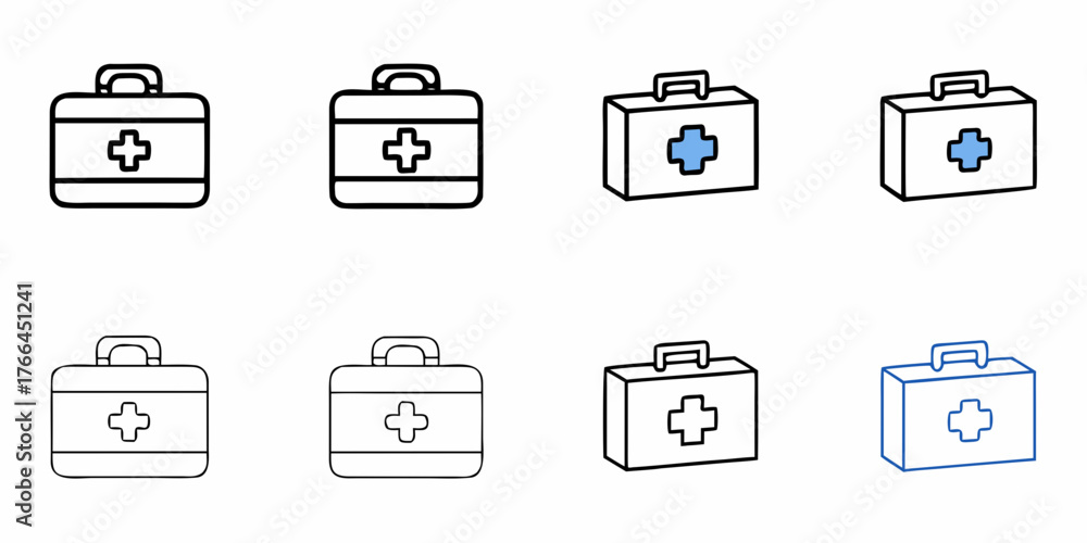 Essential first aid kit icons for emergency preparedness and medical ...