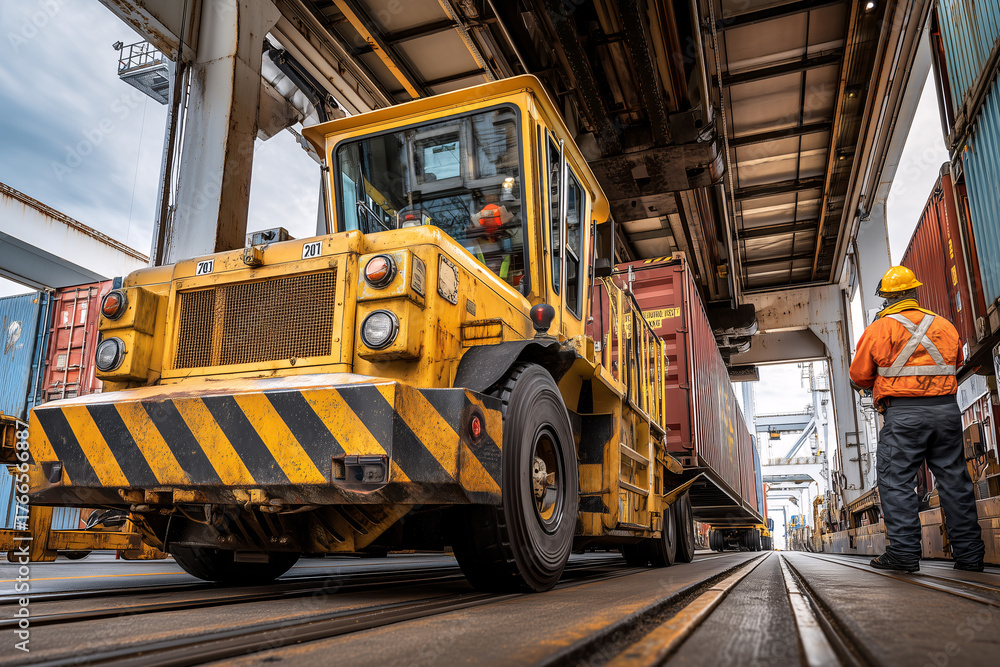 Intermodal Crossover Inside Port, Terminal Tractor Backing Container ...