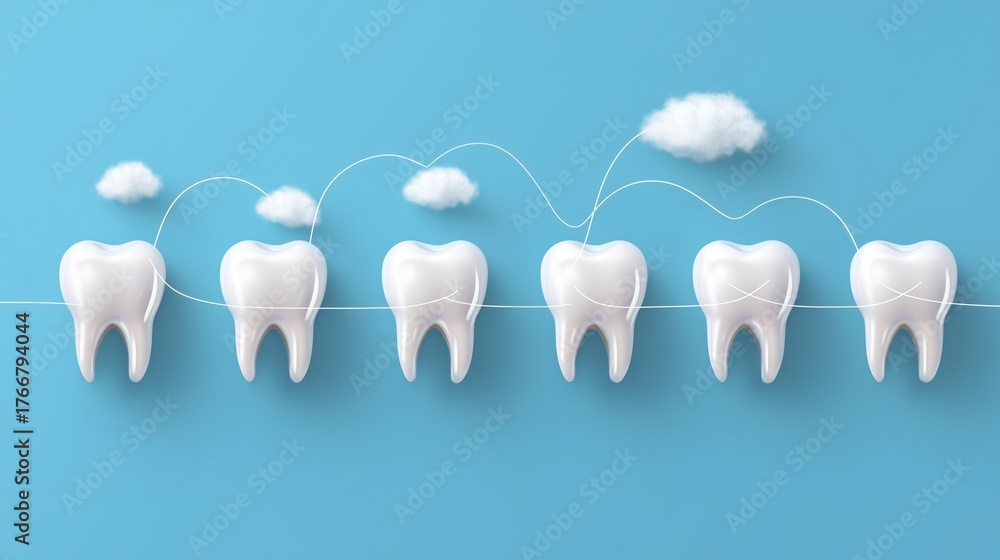Flossing Day. Infographic-style composition showing stages of flossing ...