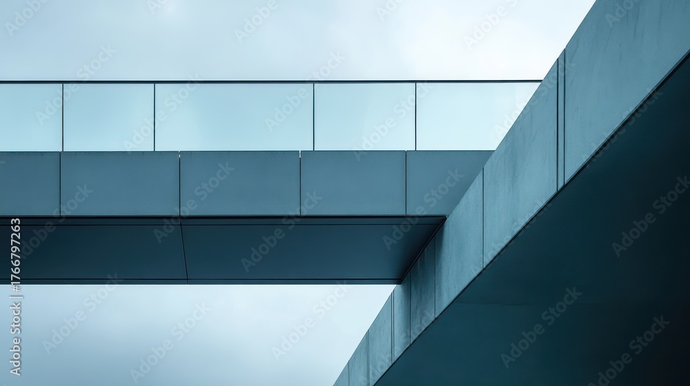 Sleek architectural bridge design under an overcast sky with minimalist ...