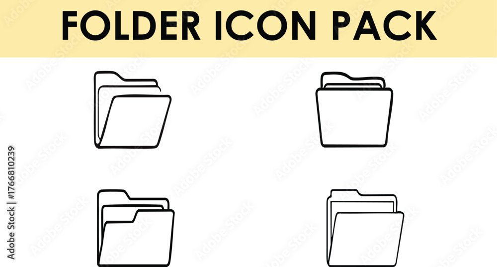 Folder icon pack collection of simple folder icons archive, file ...