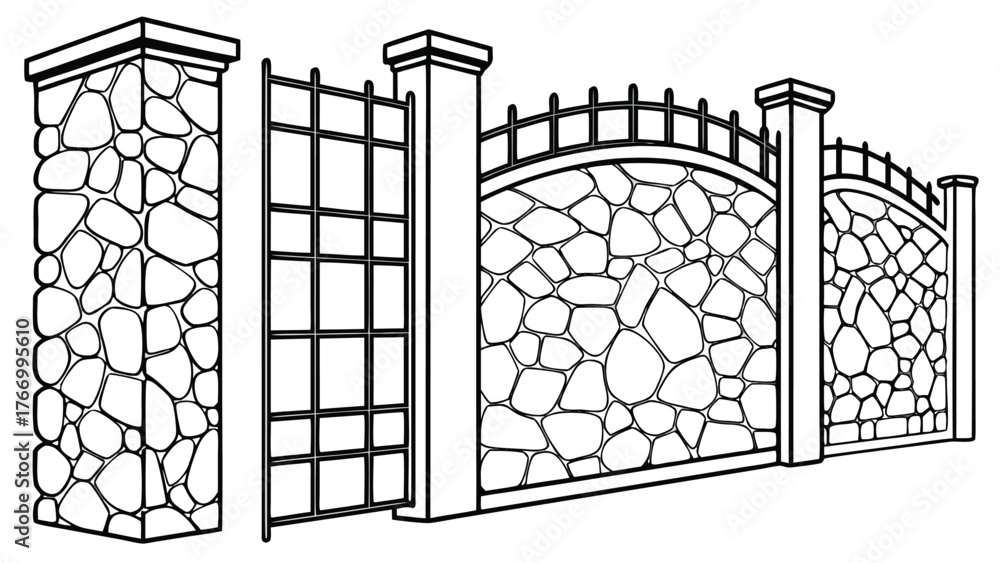 CAD Drawings. Set of Vector Stone Wall Pattern for Landscape ...