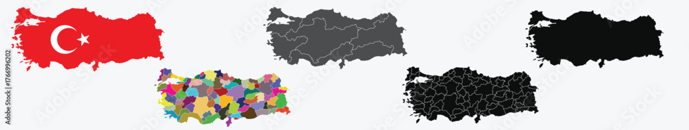Vektor Turkey Map Vector Set – Detailed, editable map collection ...