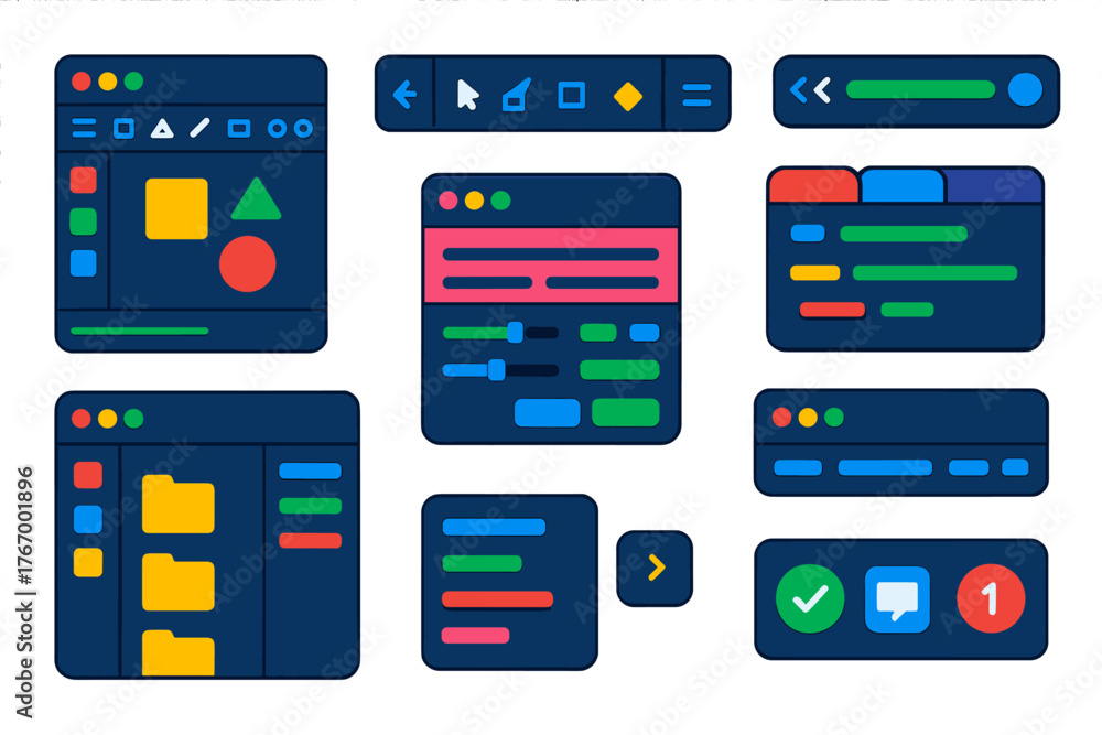 Stock-Vektorgrafik „Colorful UI Elements. Isometric vector illustration ...